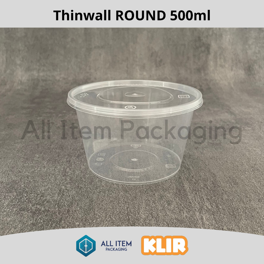 Jual Thinwall KLIR ROUND 500ml / ROUND BOWL Bulat / Mangkok Datar ...