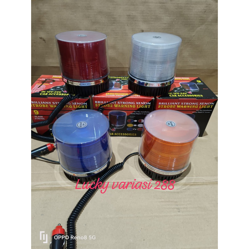 Jual Lampu rotary/rotator kedip 9 flash blitz 12-24volt DC magnet putih ...