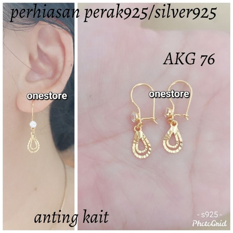 Jual ANTING PERAK WANITA 925 LAPIS MAS KUNING TETES UKIR, AKG 75, AKG ...