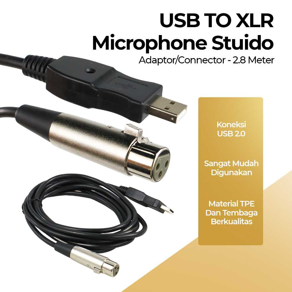 Jual Kabel USB to Mikrofon XLR Microphone Studio Audio Adapter ...