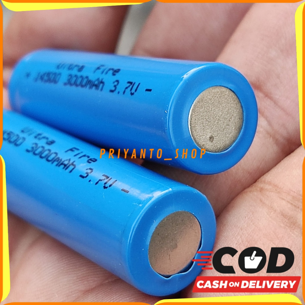 Jual BATERAI BATTERY AA 3000mAh 3.7V RA 14500 RECHARGEABLE MODEL KEPALA ...