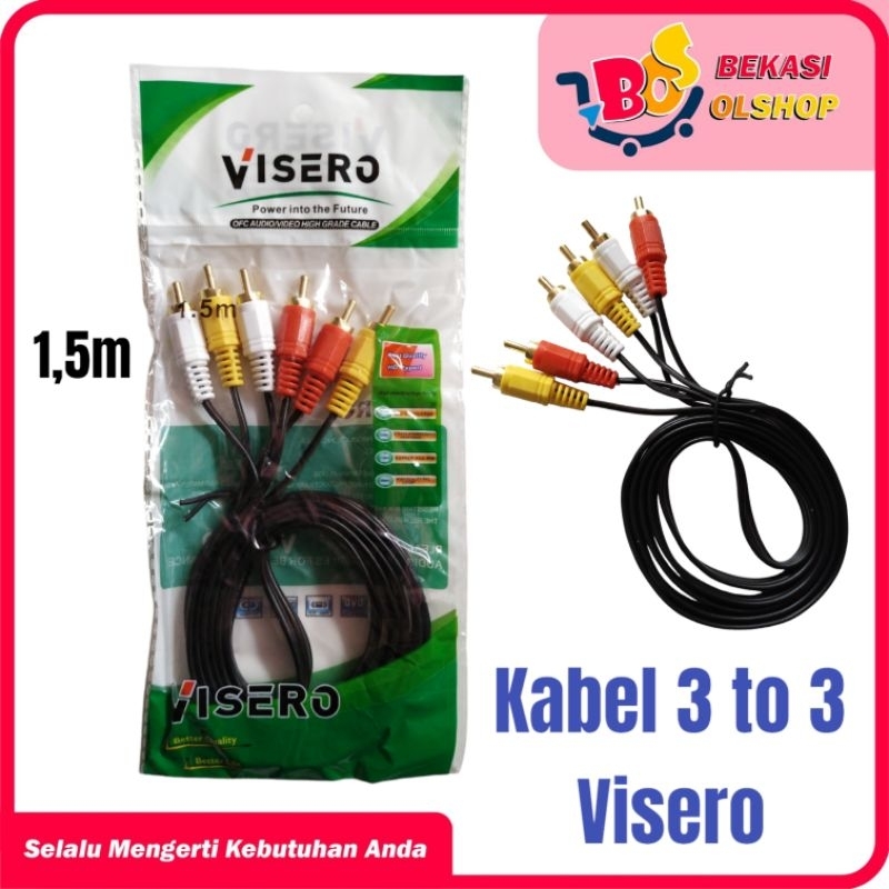 Jual KABEL RCA VISERO 2 TO 1 Atau 3 TO 3 / KABEL AUDIO AUX VISERO 1,5m | Shopee Indonesia