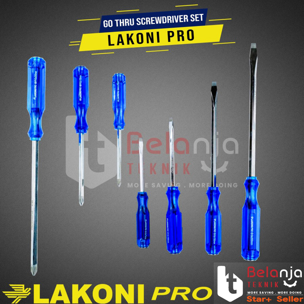 Jual Jetjo Tools Obeng Ketok Set Biru 7 Pcs Go Thru Screwdriver Set ...