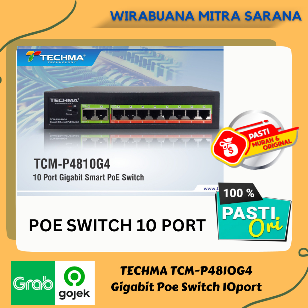 Jual Smart PoE Switch 10 Port Techma TCM-P4810G4 Gigabit POE Switch ...