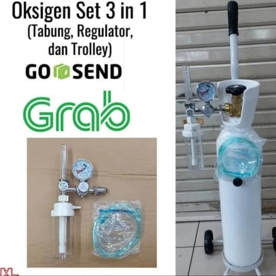 Jual Tabung Oksigen 1m3 Set Siap Pakai ( Tabung + Regulator + Trolley ) | Shopee Indonesia