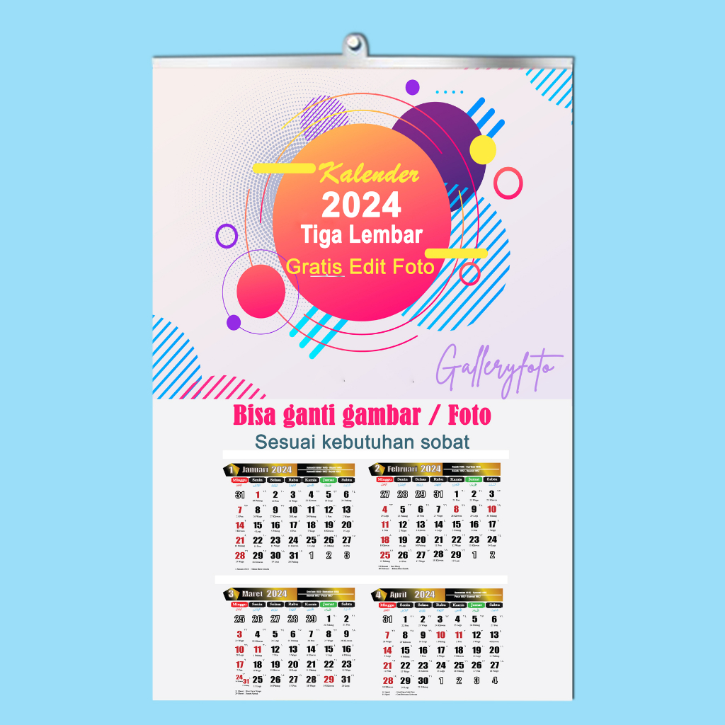 Jual Kalender 2024 isi 3 Lembar / Kalender murah / Kalender custom ...