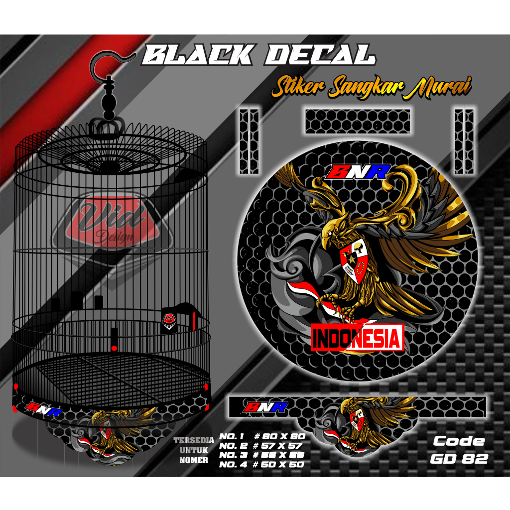 Jual Sticker Decal Kandang Burung Murai BNR Garuda Indonesia No 1 2 3 4 ...