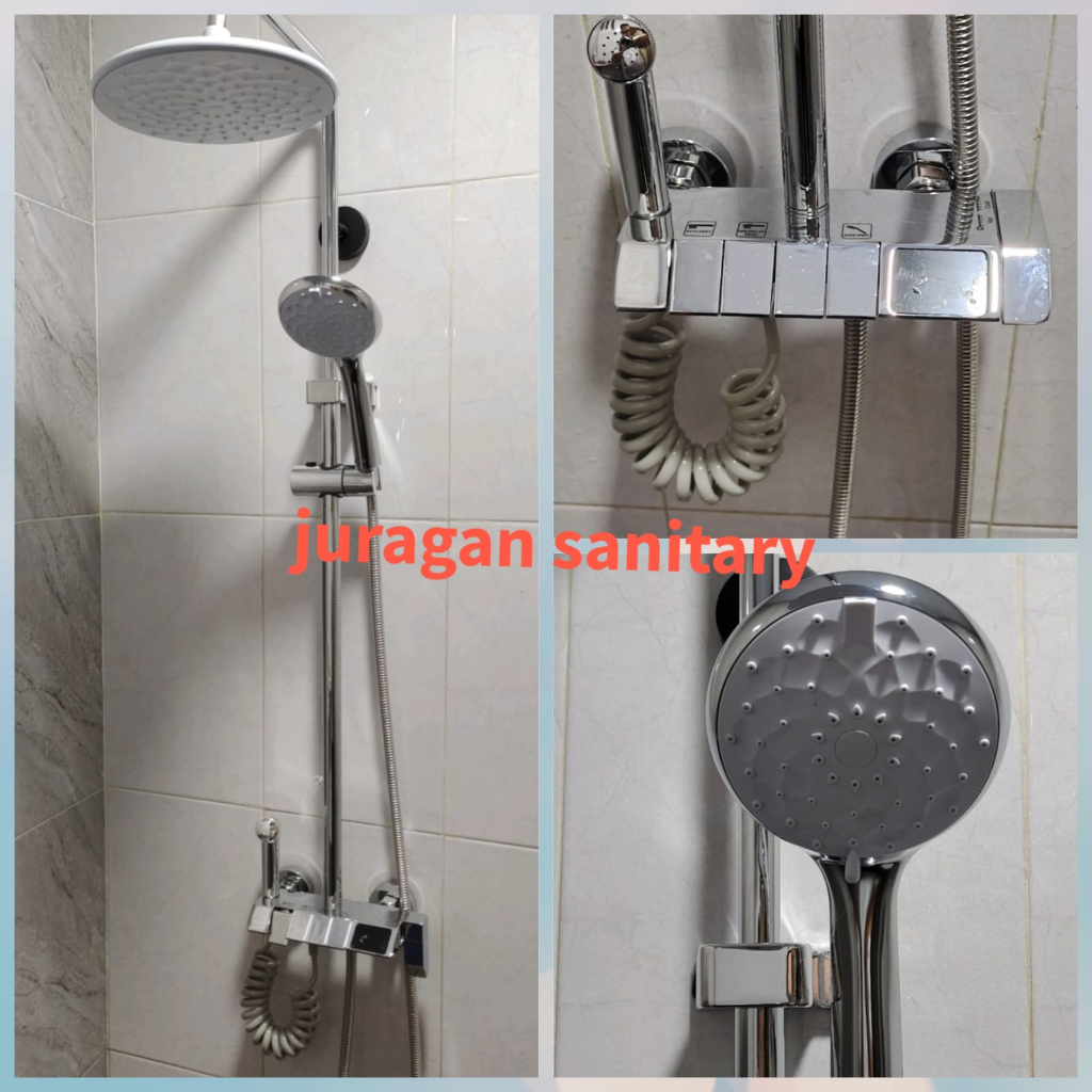 Jual Shower Tiang Set Grey Thermostatic Stainless Premium 4in1 with LED ...