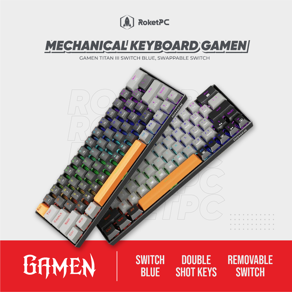 Jual GAMEN Titan III Mechanical Switch Blue Gaming Keyboard Wired ...