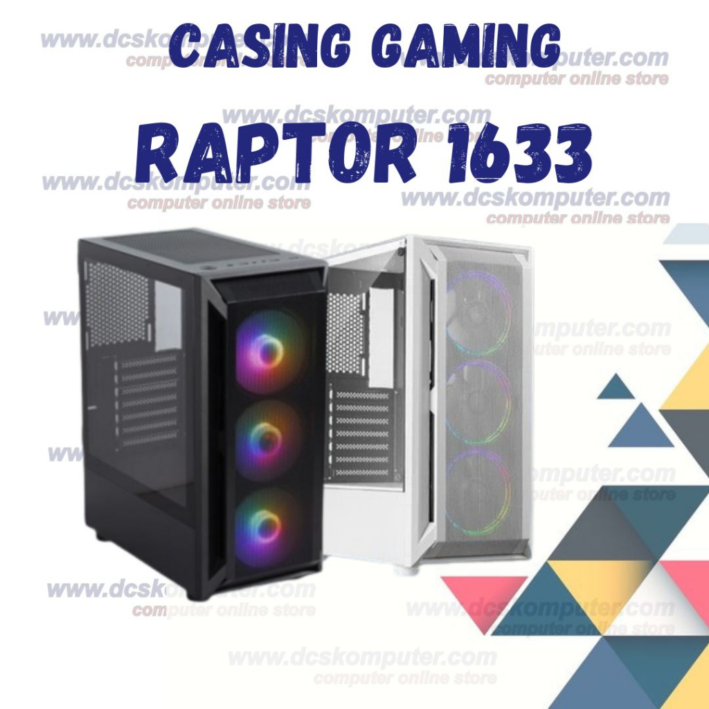 Jual Casing PC Gaming Raptor 1633 Include 3 Fan RGB | Shopee Indonesia