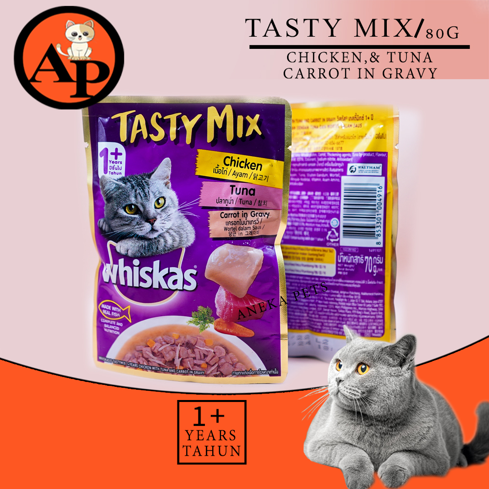 Jual WHISKAS TASTY MIX CHIKEN TUNA 80GR | Shopee Indonesia