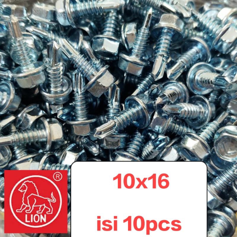Jual Baut Baja Ringan Moon Lion 10x16 Isi 10 PCS | Shopee Indonesia