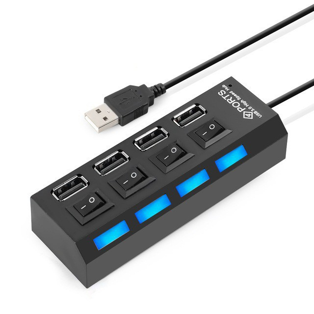 Jual USB HUB 4 PORT + SAKLAR ON OFF 4 Port USB 2.0 Hi-Speed Up To 480Mbps Saklar USB HUB with On ...