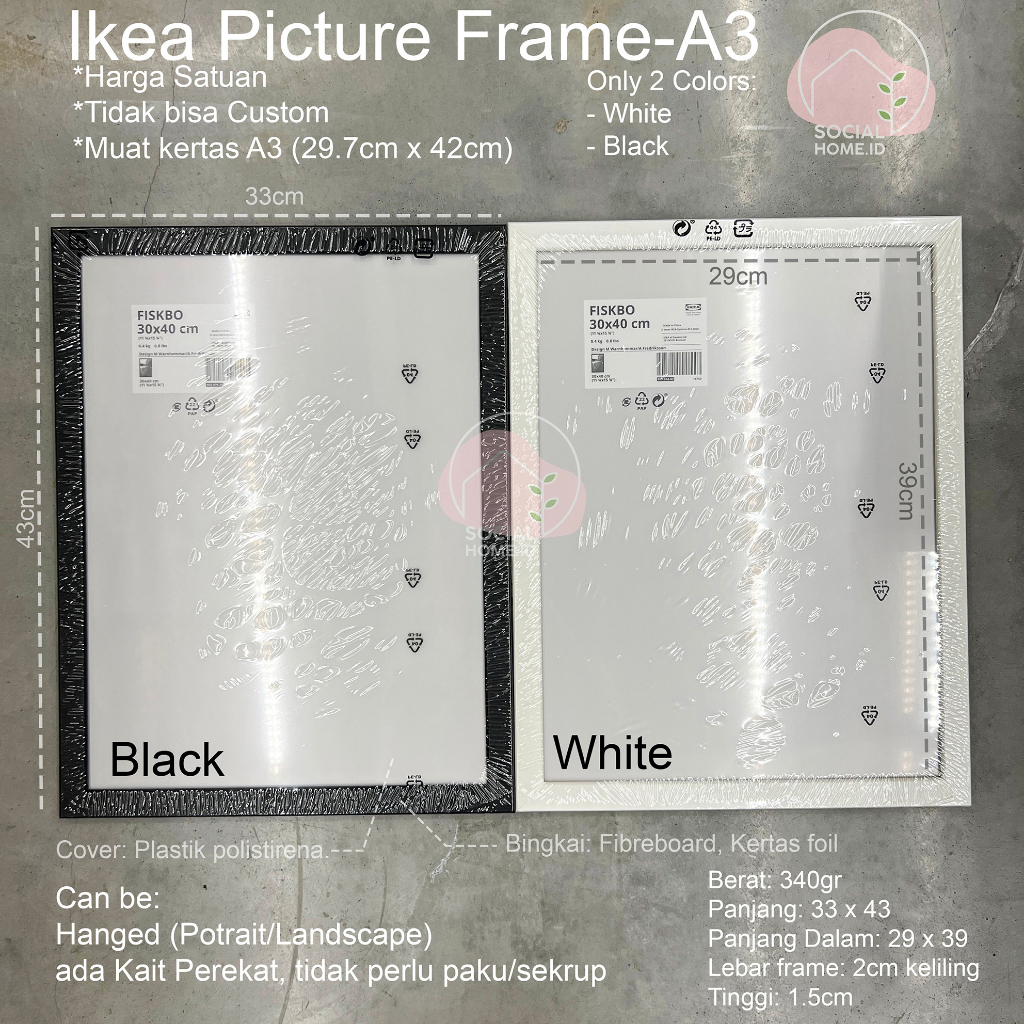 Jual IKEA - FISKBO Picture Frame ukuran A3, 30x40cm, 30 cm x 40 cm ...