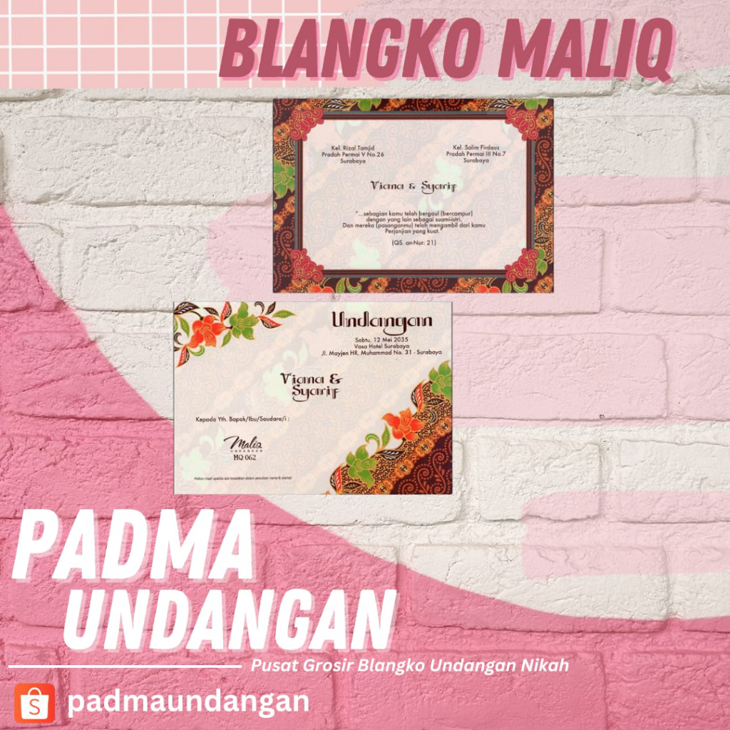 Jual Blangko Undangan Maliq 62 | Pusat Grosir Blangko | Padma Undangan | Shopee Indonesia