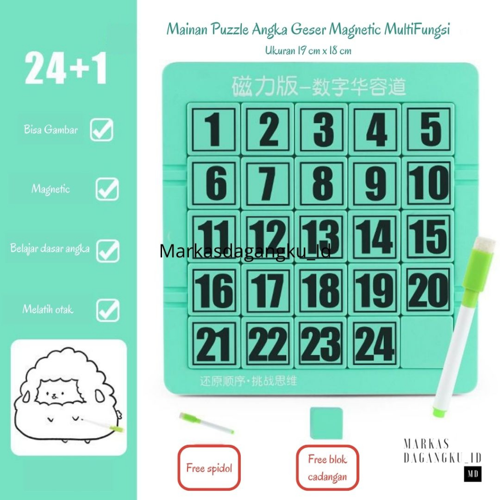 Jual Mainan Puzzle Angka Geser Magnetic MultiFungsi Edukasi Anak ...