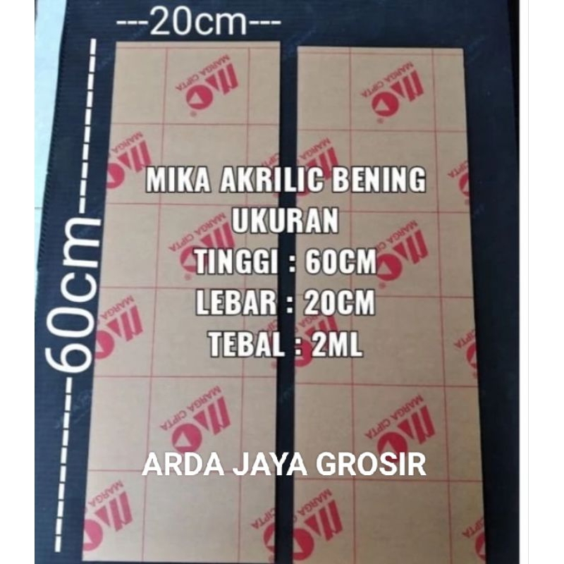 Jual MIKA AKRILIK BENING LEMBARAN PANJANG 60cmLEBAR 20cmTEBAL 2MM ...