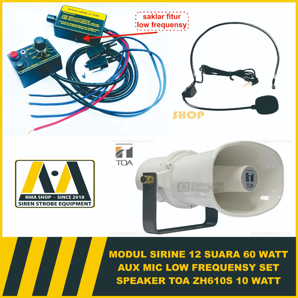 Jual modul klakson patwal low frequensy 12 suara aux mic volume 60 watt ...