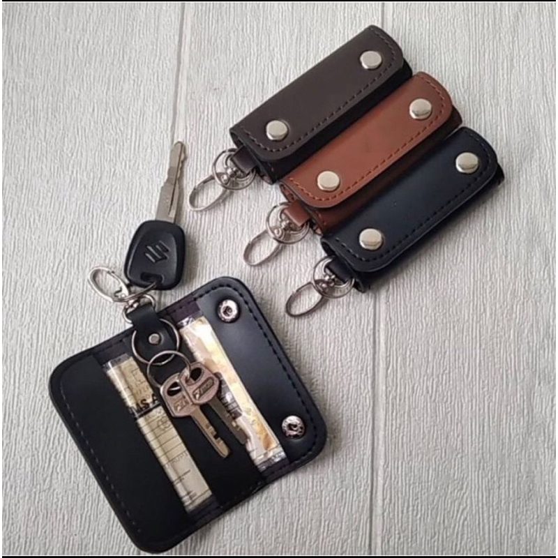 Jual Dompet STNK Kulit Gantungan Kunci Mobil Motor Leather Car Key Pouch | Shopee Indonesia
