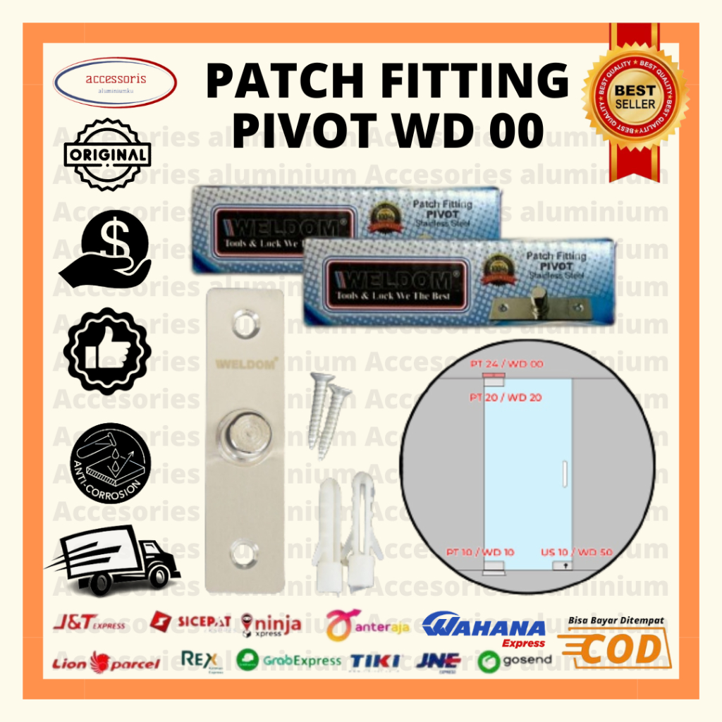 Jual Patch Fitting Glass Pivot Stainless Steel WD00 Engsel Pintu Kaca ...