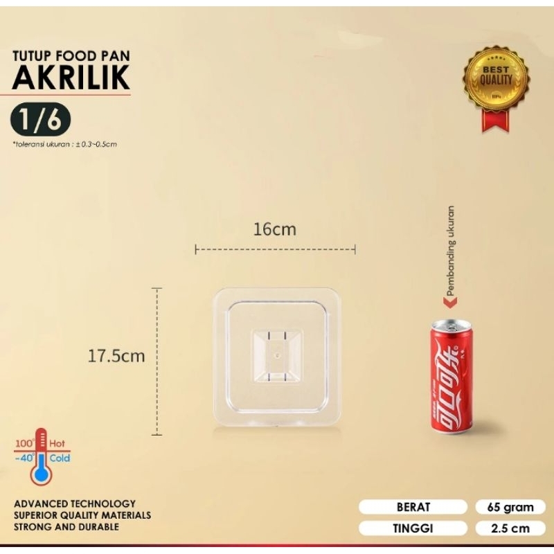 Jual SUBRON Tutup Gastronom Food Pan Akrilik 1/6 Wadah Penyimpanan ...