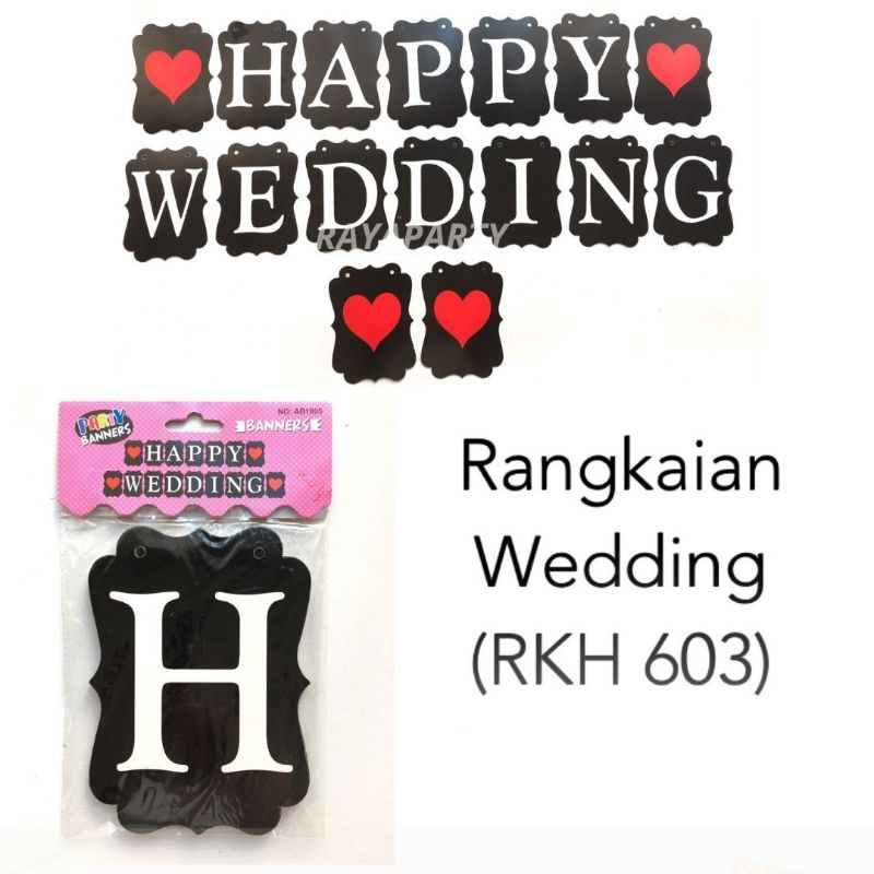 Jual Tulisan Happy Wedding Hitam Banner Happy Wedding / Rangkaian Happy ...