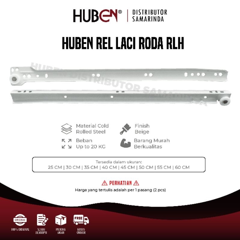Jual (Isi 2) HUBEN RLH Rel Laci Roda Putih Furniture 30CM 300MM Beige ...