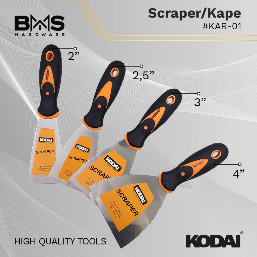 Jual (6 PCS) KAPE Gagang Karet Scraper Carbon Steel KODAI 2" / 2,5" / 3 ...