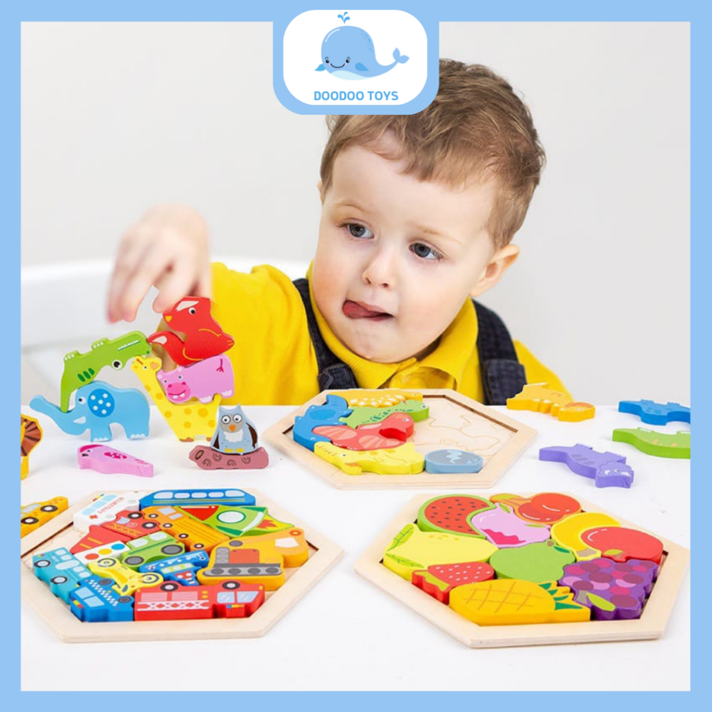 Jual Mainan anak / Mainan Edukasi 3D Puzzle Hexagon / Puzzle Kayu ...