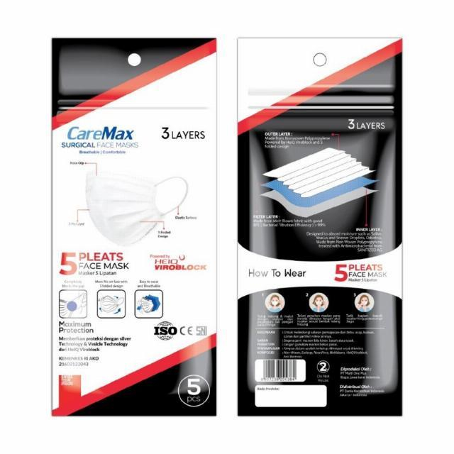 Jual CareMax Surgical Face Mask 3 Layers ( 5 pcs ) | Shopee Indonesia