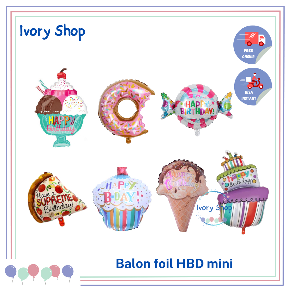 Jual Balon foil HBD Kue tart ulang tahun Happy Birthday cake | Shopee ...