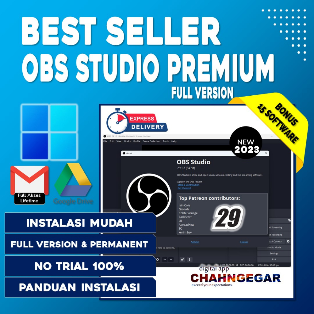 Jual OBS Studio 30.1.0 Full version Software Perekam Layar dan Live ...