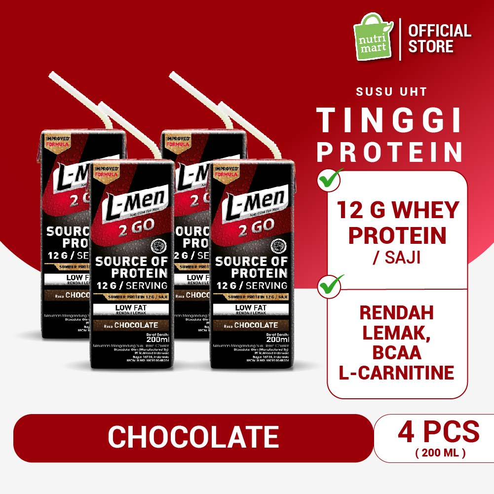Jual 4 Pack - L-Men Hi Protein 2 Go Chocolate 200 ml RTD Ready to Drink ...