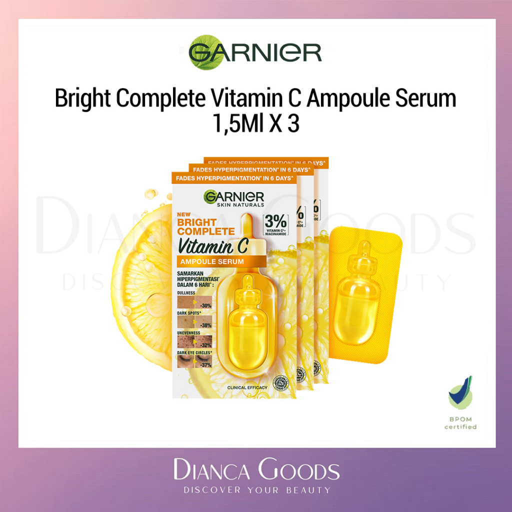 Jual GARNIER Bright Complete Vitamin C Ampoule Serum 1,5ml x 3 - Dianca ...
