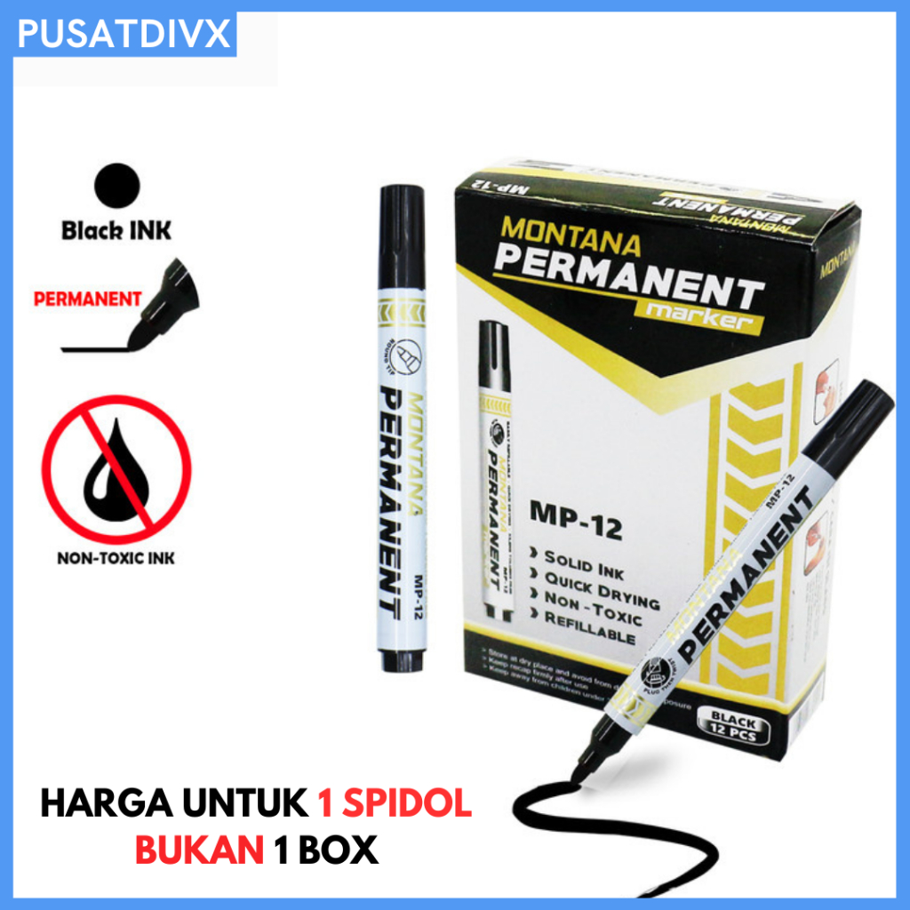 Jual SANJI MONTANA SPIDOL PERMANEN MP-12 ROUND TIP PERMANENT MAKER ...