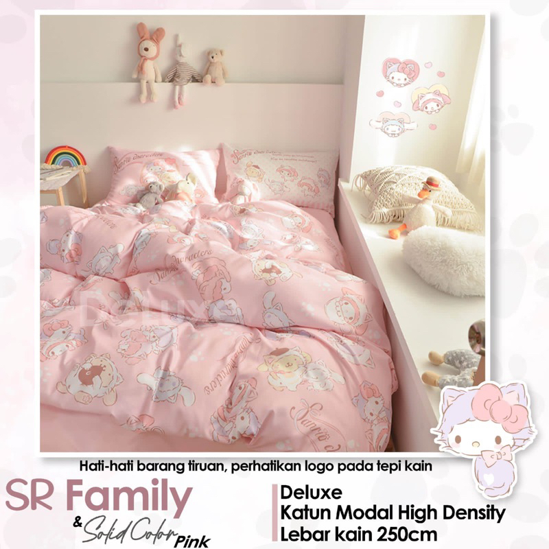 Jual kain sprei meteran sanrio sr family beverly | Shopee Indonesia