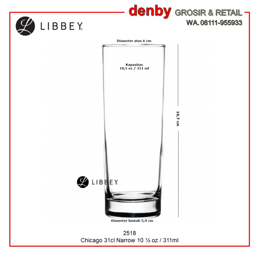Jual Libbey 2518 Gelas Glass Chicago Narrow 311ml | Shopee Indonesia