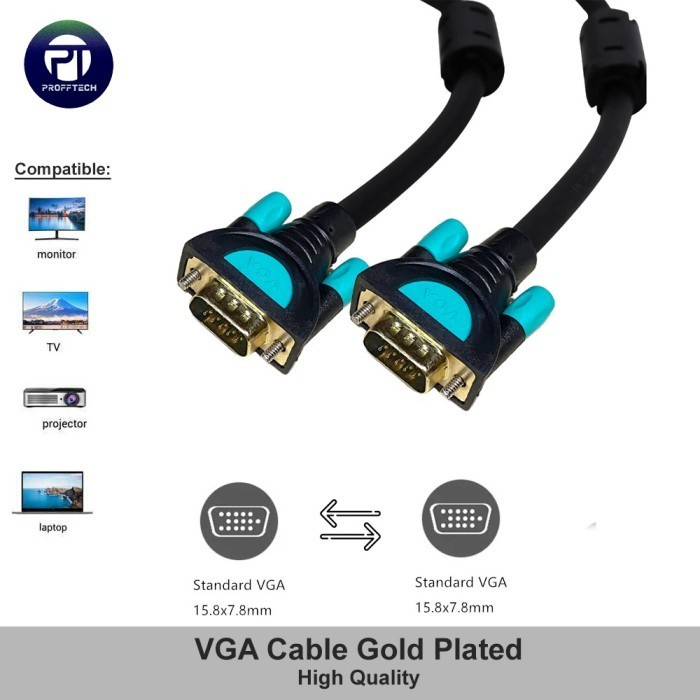 Jual Cable vga profftech 3m gold plated m-m 1080p FHD - Kabel d-sub 15 ...