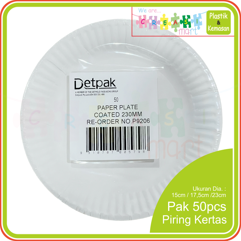 Jual Piring Kertas Premium Coated Pak Isi 50pcs Paper Plate Tersedia 3 Ukuran Steril Food Grade ...