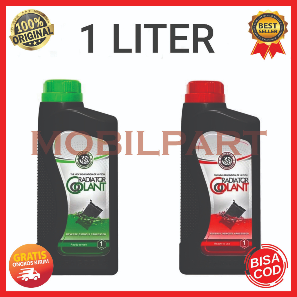 Jual Air Radiator Coolant Hijau / Merah Megacools 1 Liter Sertifikasi ...