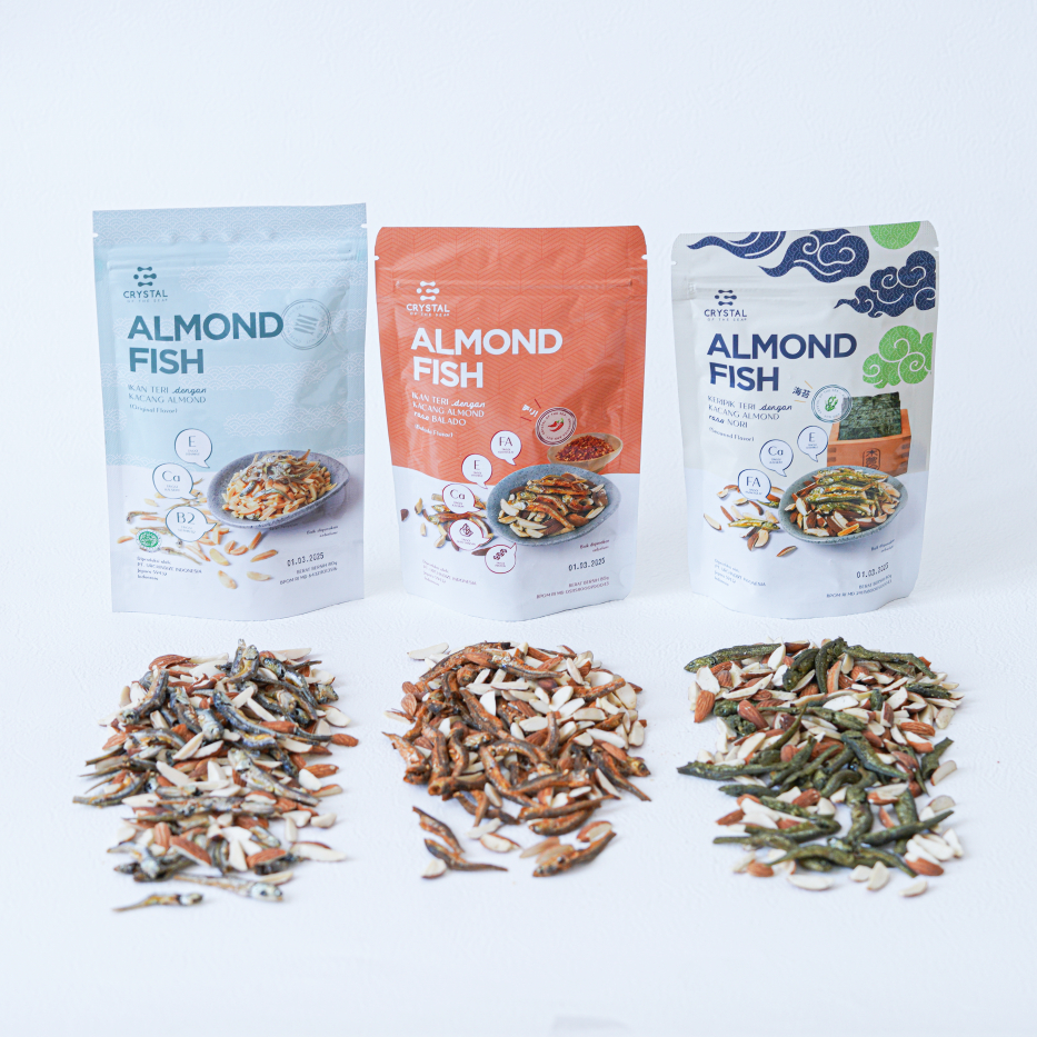 Jual Crystal of the Sea - Set of 3 Pouch Almond Fish Snack (Original ...