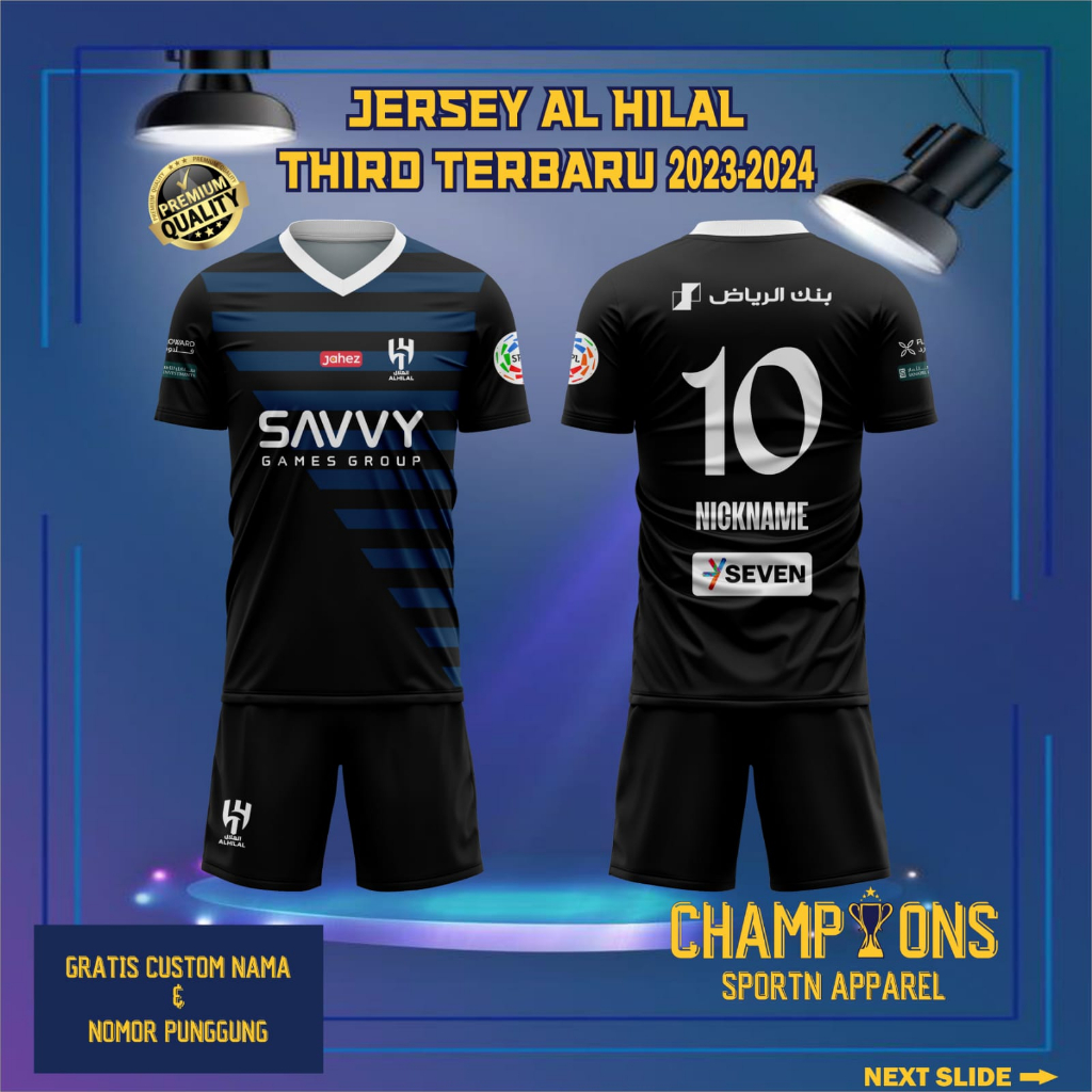 Jual Jersey Klub AL HILAL THIRD NEYMAR JR 2023-2024 Terbaru Liga Arab Saudi, Berbahan Dryfit ...