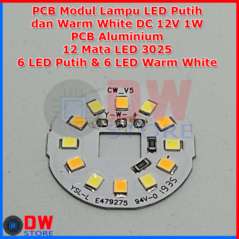 Jual PCB Modul Lampu LED 12V 1W Putih Warm White Kuning Heatsink ...