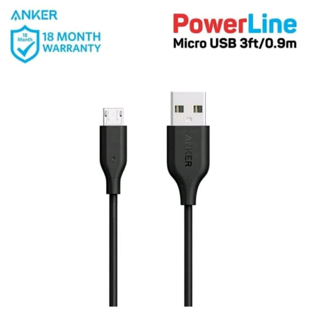 Jual Kabel Data Anker Micro PowerLine USB 3FT /0.9m, kabel micro ...