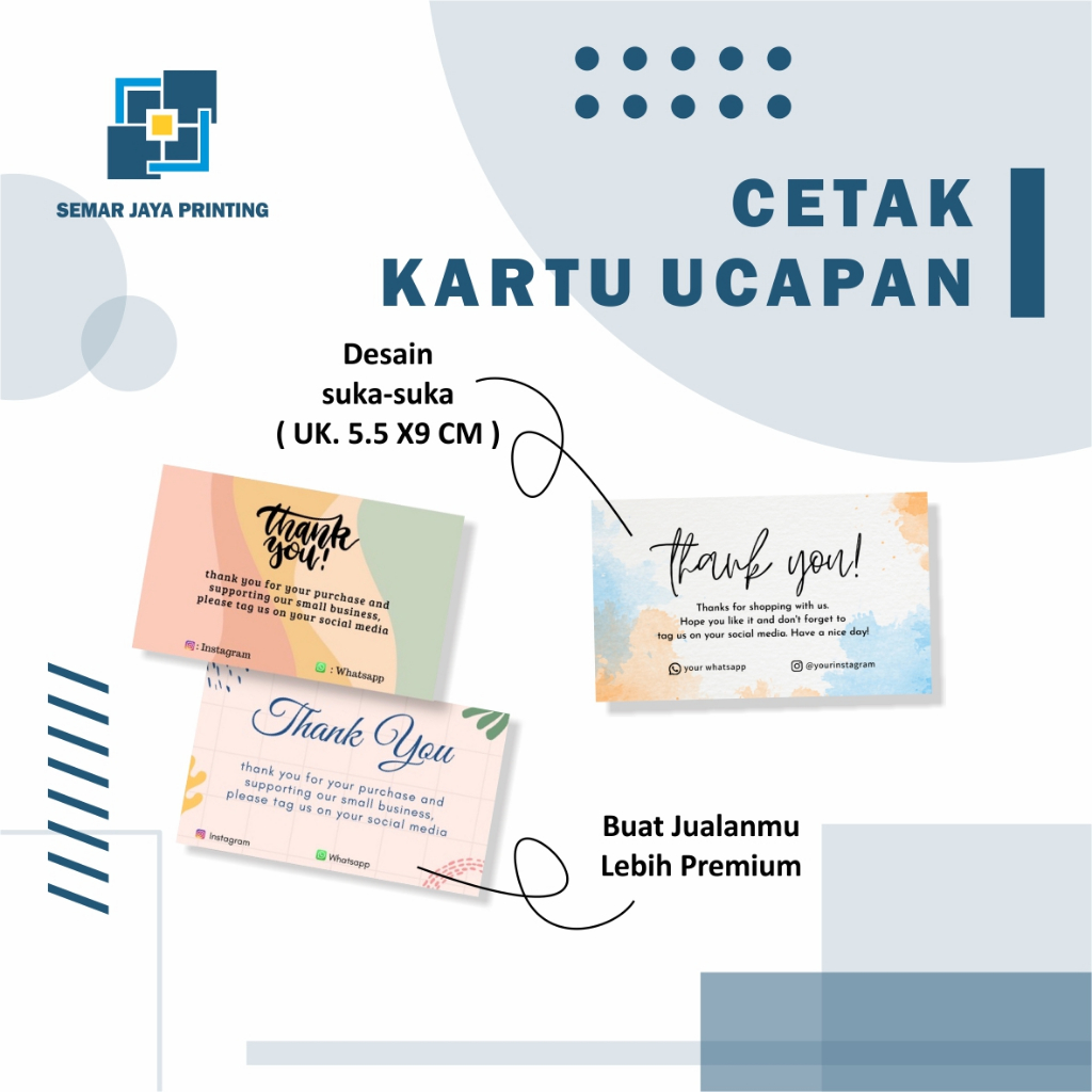 Jual CETAK KARTU UCAPAN CUSTOM | PRINT THANKS CARD CUSTOM | Shopee ...