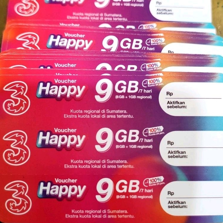 Jual Voucher Tri Happy 9GB 7hr (area promo 12GB) | Shopee Indonesia