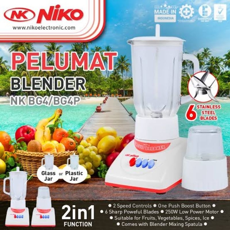 Jual Niko Blender Kaca/Plastik 3in1 NK-BG4 / NK-BG4P | Shopee Indonesia