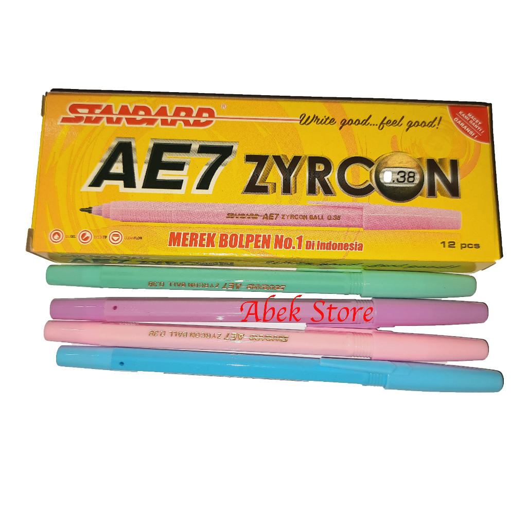 Jual PULPEN STANDARD AE7 ZYRCON BALL 0.38 mm Ballpoint Pen Pena Pulpen Standard AE-7 / per LUSIN ...