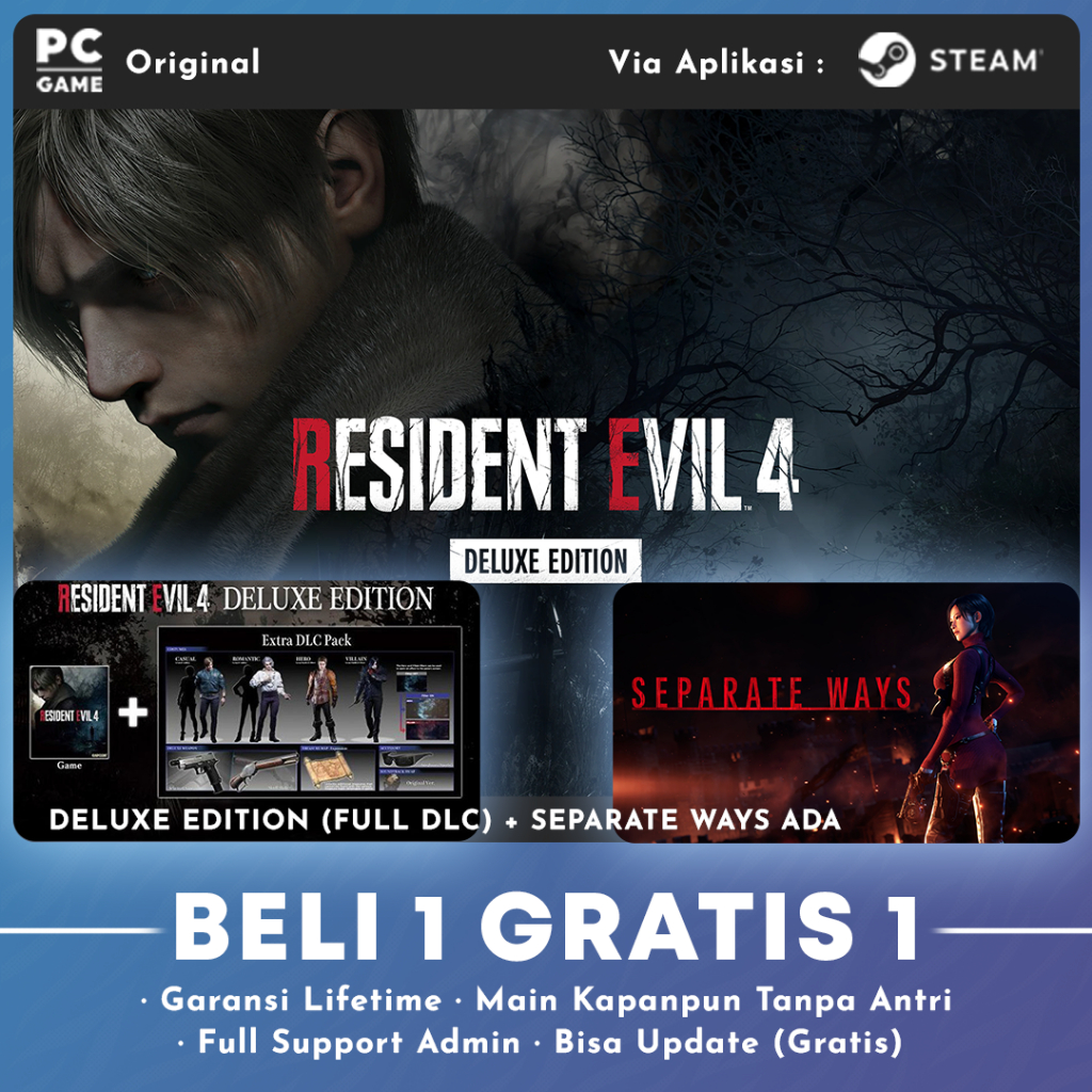 Jual RESIDENT EVIL 4 REMAKE DELUXE EDITION ORIGINAL PC FULL DLC + ADA SEPARATE WAYS | Shopee ...