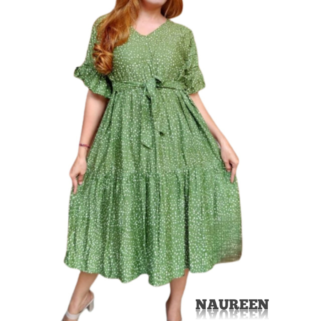 Jual Daster Jumbo motif polkadot Sleting Depan Dress Bumil Jumbo ...